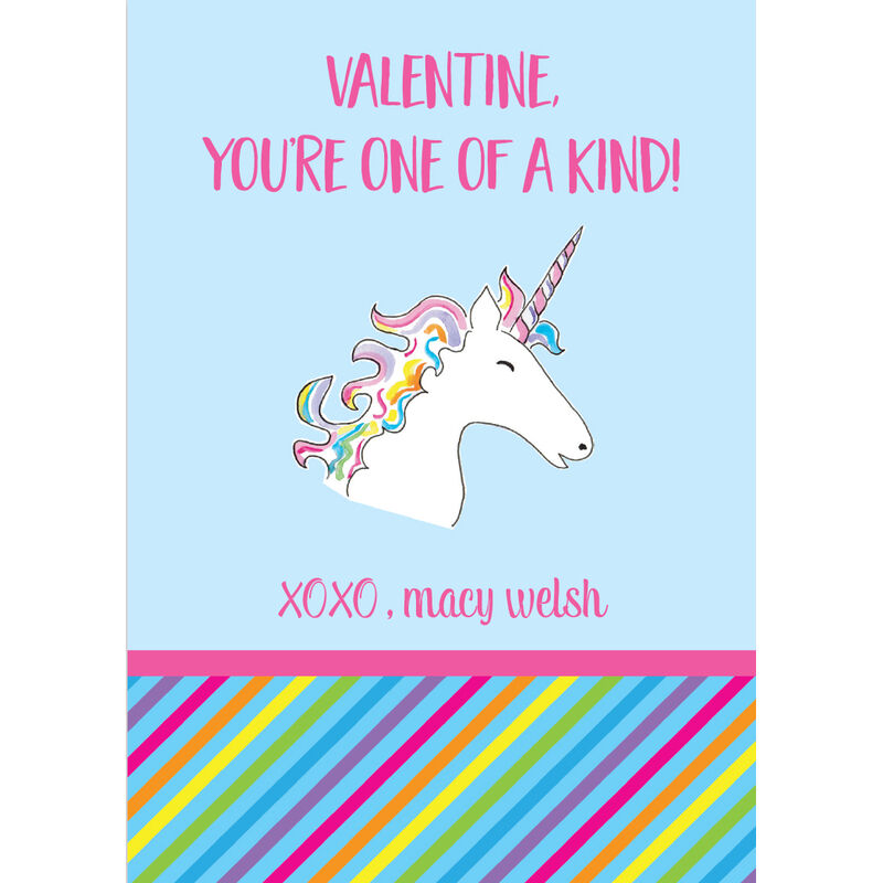 Personalized Unicorn Valentine Exchange Cards