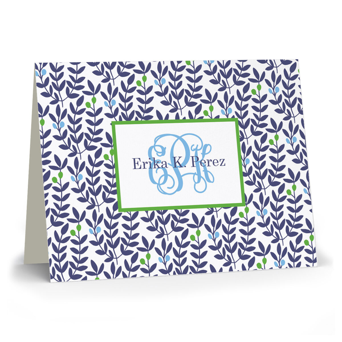 Blue and Green Vine Folded Note Cards