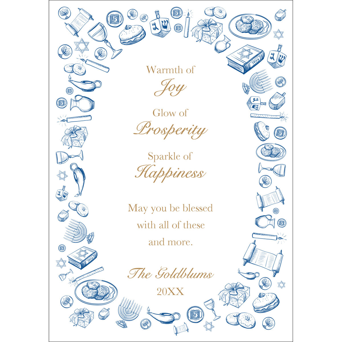 Custom Hanukkah Symbols Flat Cards