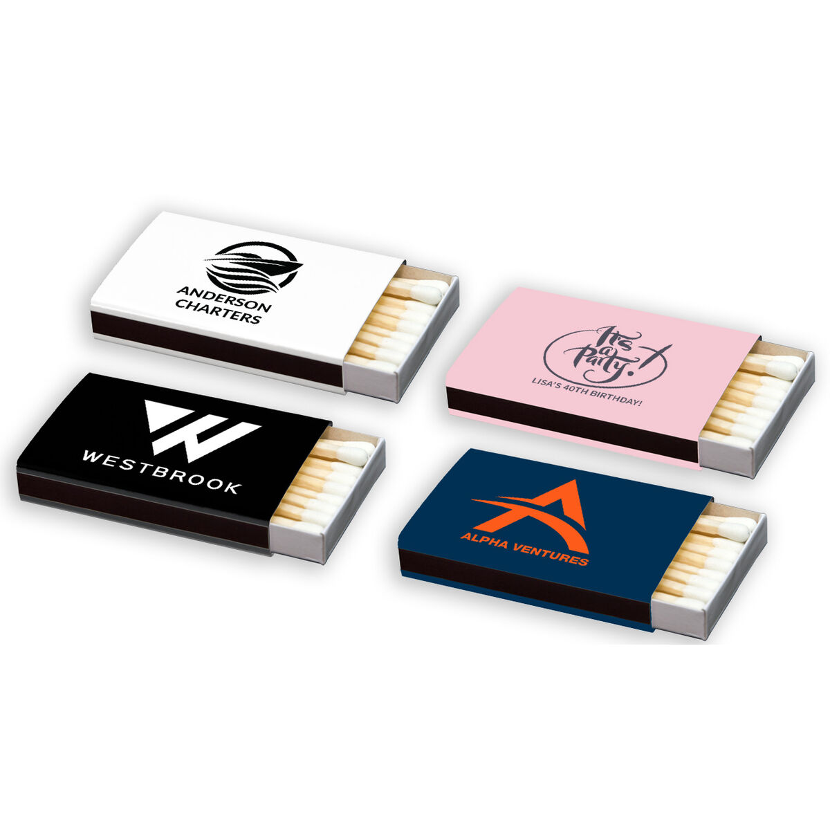 Personalized 20-Strike Matchboxes with Your 1-Color Logo