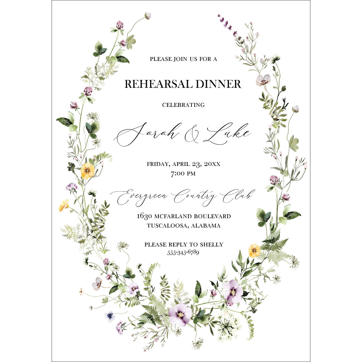 Custom Wildflowers Invitations