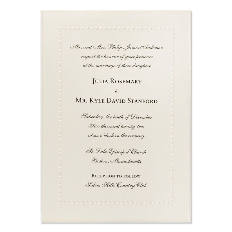 Custom Embossed Dotted Border Invitations
