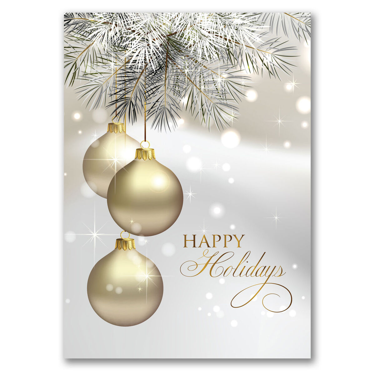 Personalized Gold Ornaments Folded Holiday Cards
