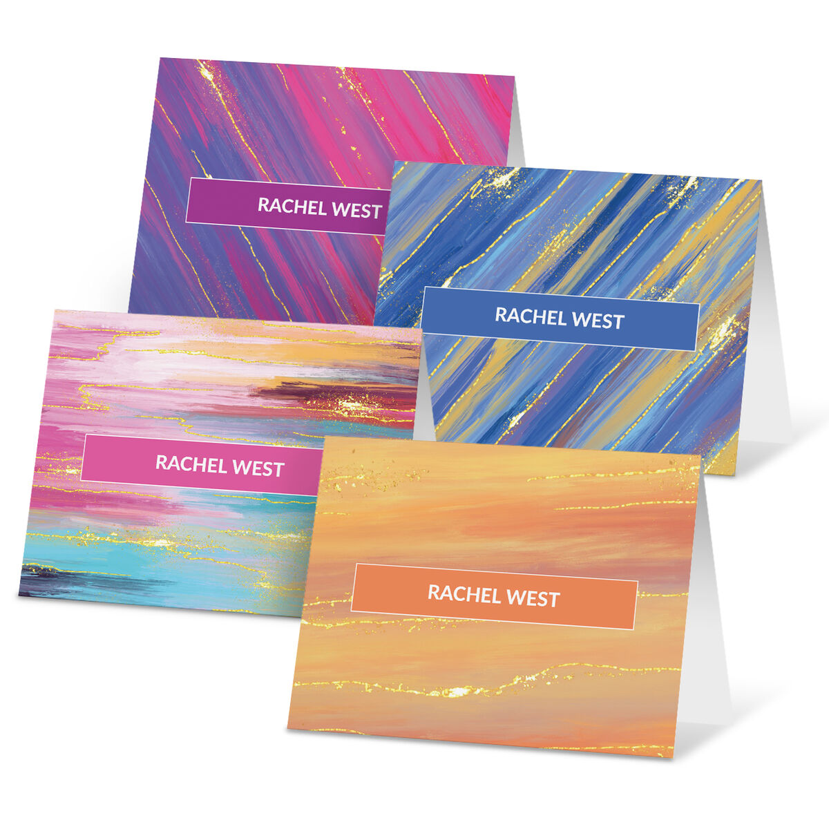 Personalized Brush of Color Folded Note Card Collection