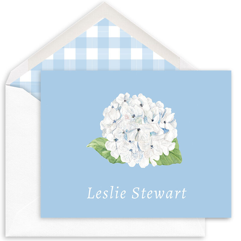 Personalized Hydrangea Bloom Folded Note Cards