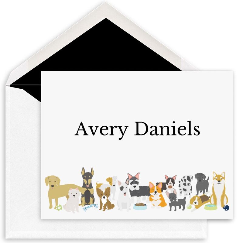 Personalized Adorable Dogs Folded Note Cards