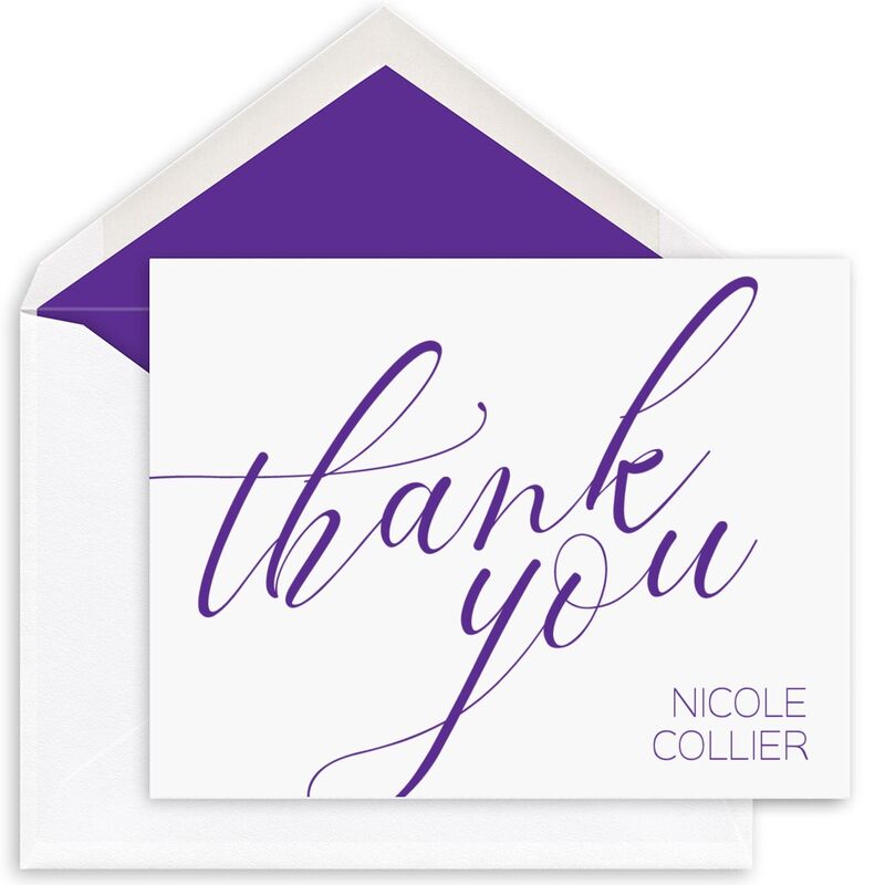 Personalized Large Script Folded Thank You Note Cards
