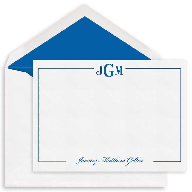 Personalized Monogram with Script Name Flat Note Cards