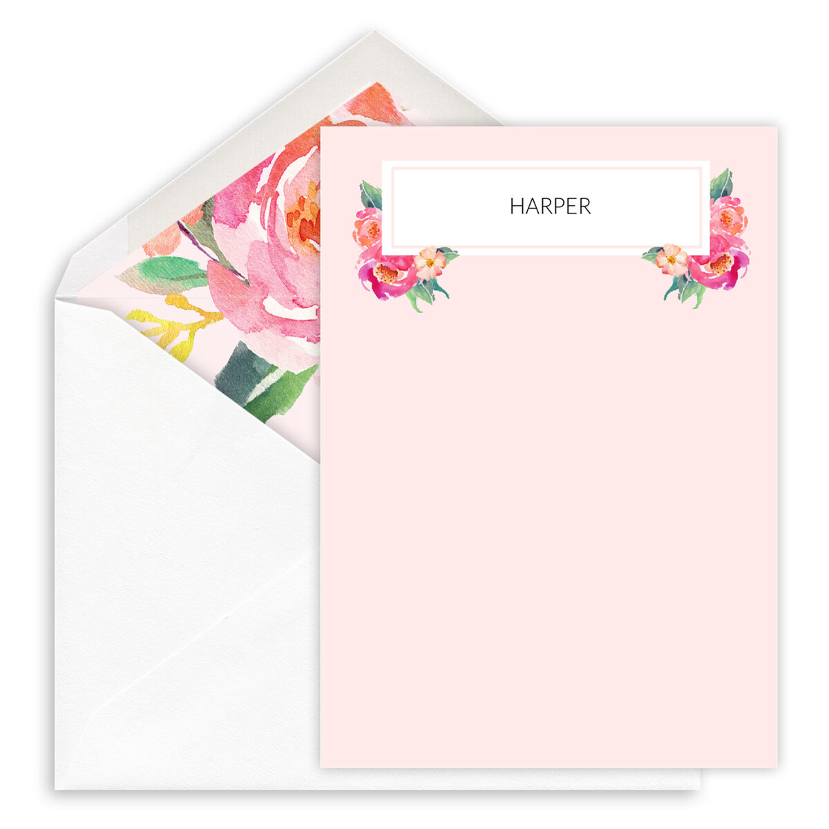 Personalized Island Floral Petite Flat Note Cards