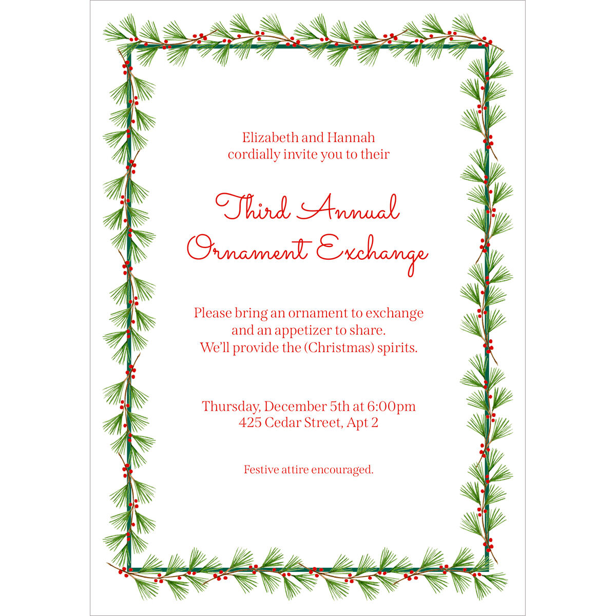 Greenery Border Invitations