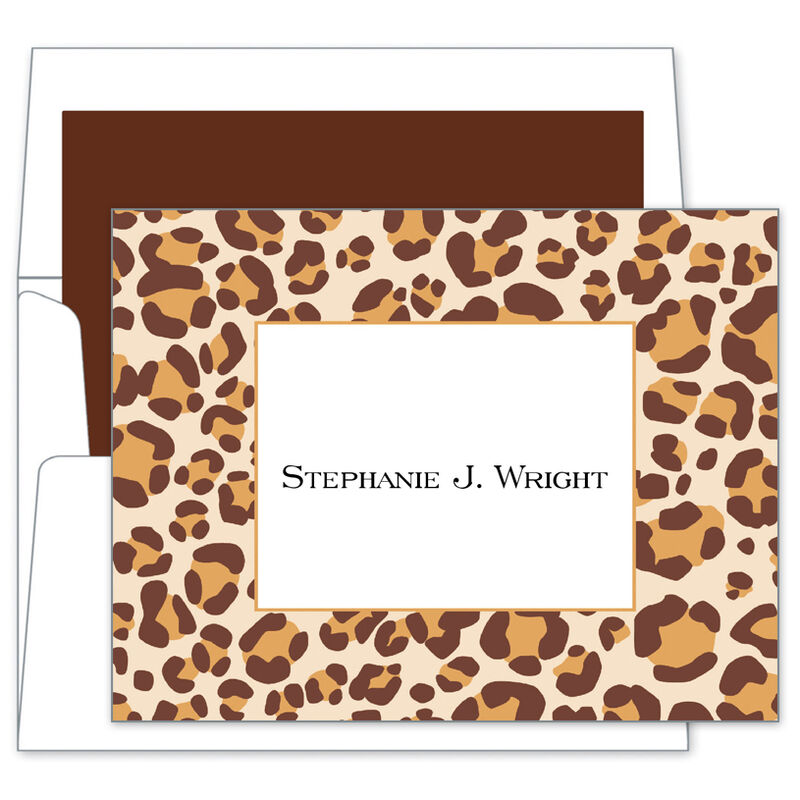 Personalized Brown Leopard Folded Note Cards