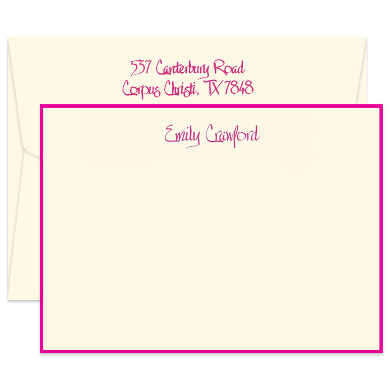 Personalized Triple Thick Border Flat Note Cards with Your Color Choice ...