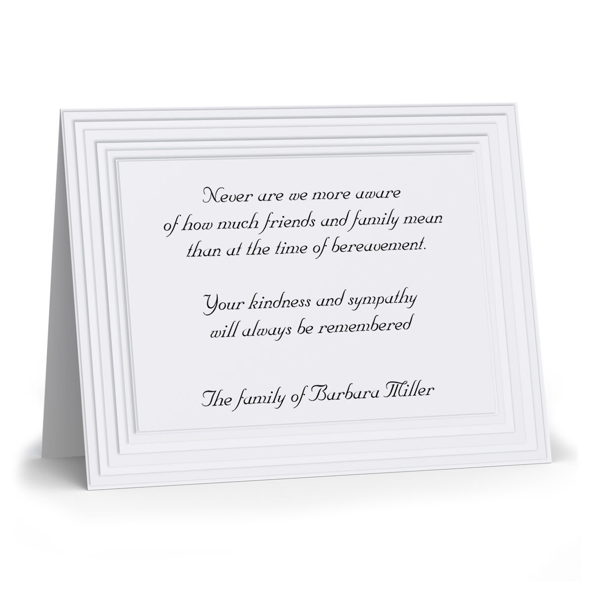Custom Embassy Folded Sympathy Cards - Raised Ink