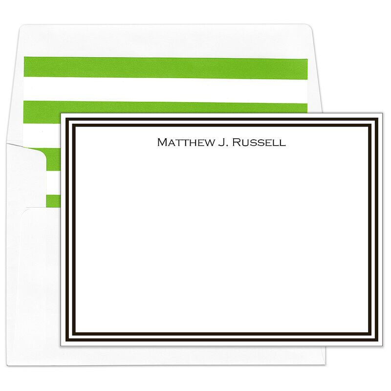 Personalized Black Border Flat Note Cards