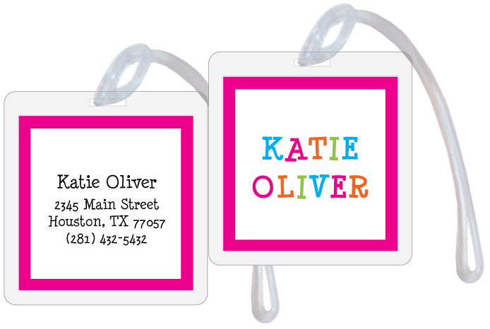 Custom Funky Pink ID Bag Tags