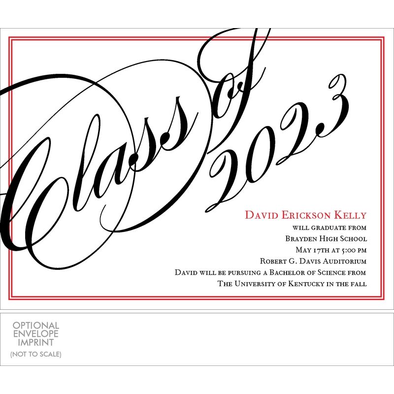 Black and Red Border Graduation Invitations