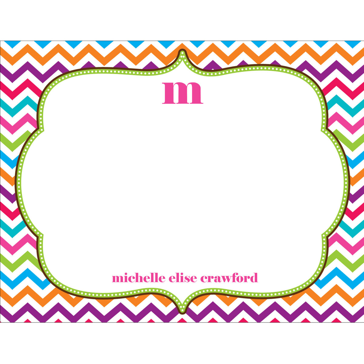 Personalized Multi Color Chevron Flat Note Cards