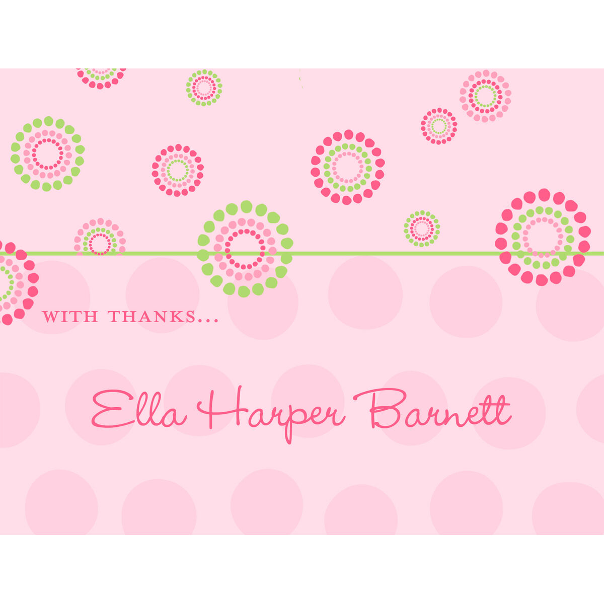 Personalized Pink Retro Circle Folded Note Cards