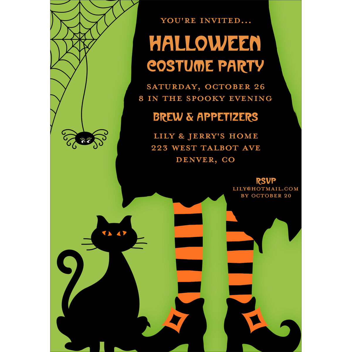 Personalized Cosmic Creeper is Bewitched Halloween Invitations