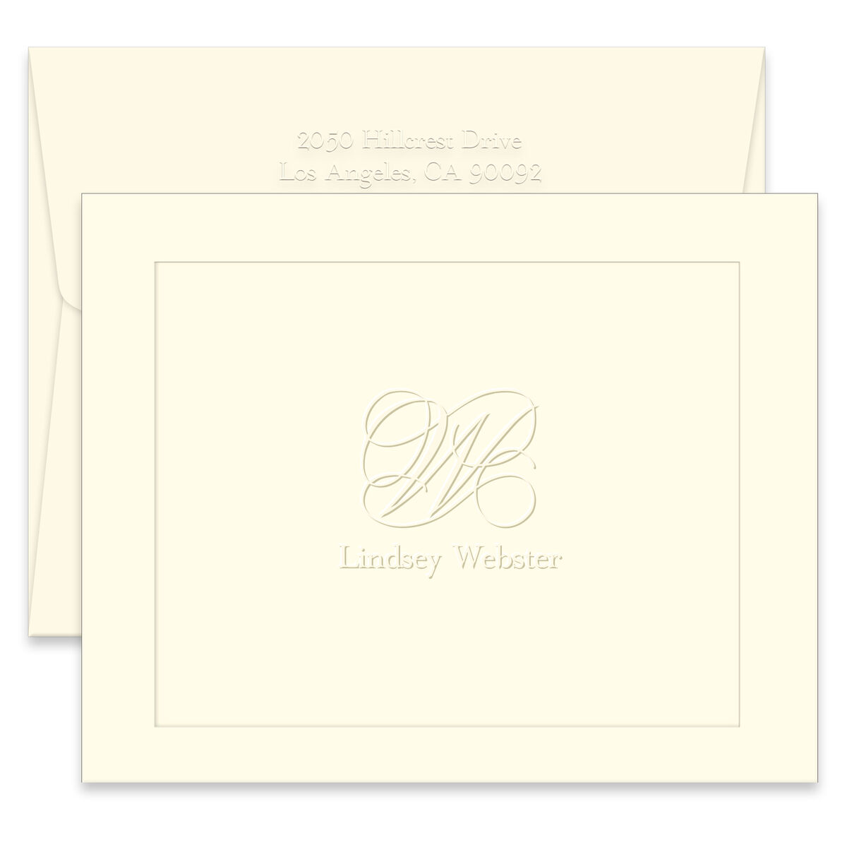 Personalized Capital Folded Note Cards - Embossed