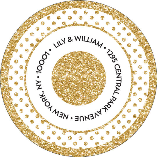 Personalized Golden Round Address Labels