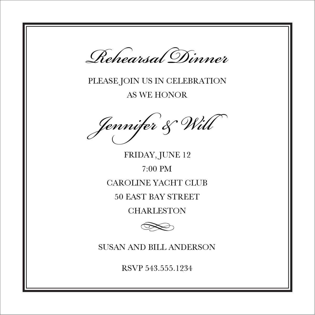 Custom Tailored Black Border Invitations