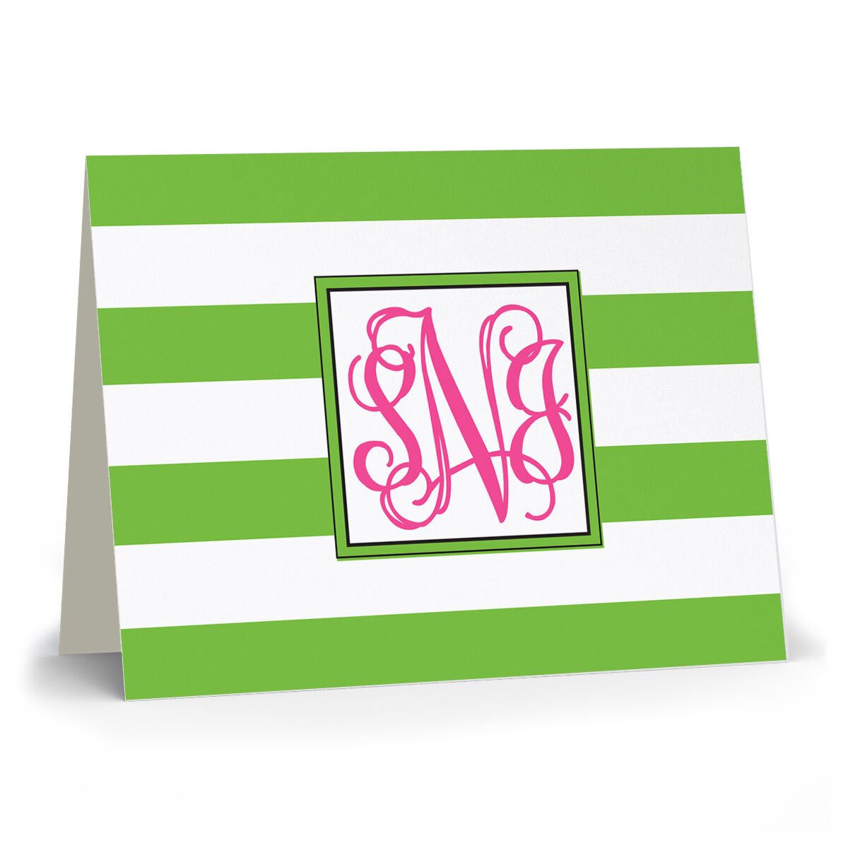 Stripe Monogram Folded Note Cards