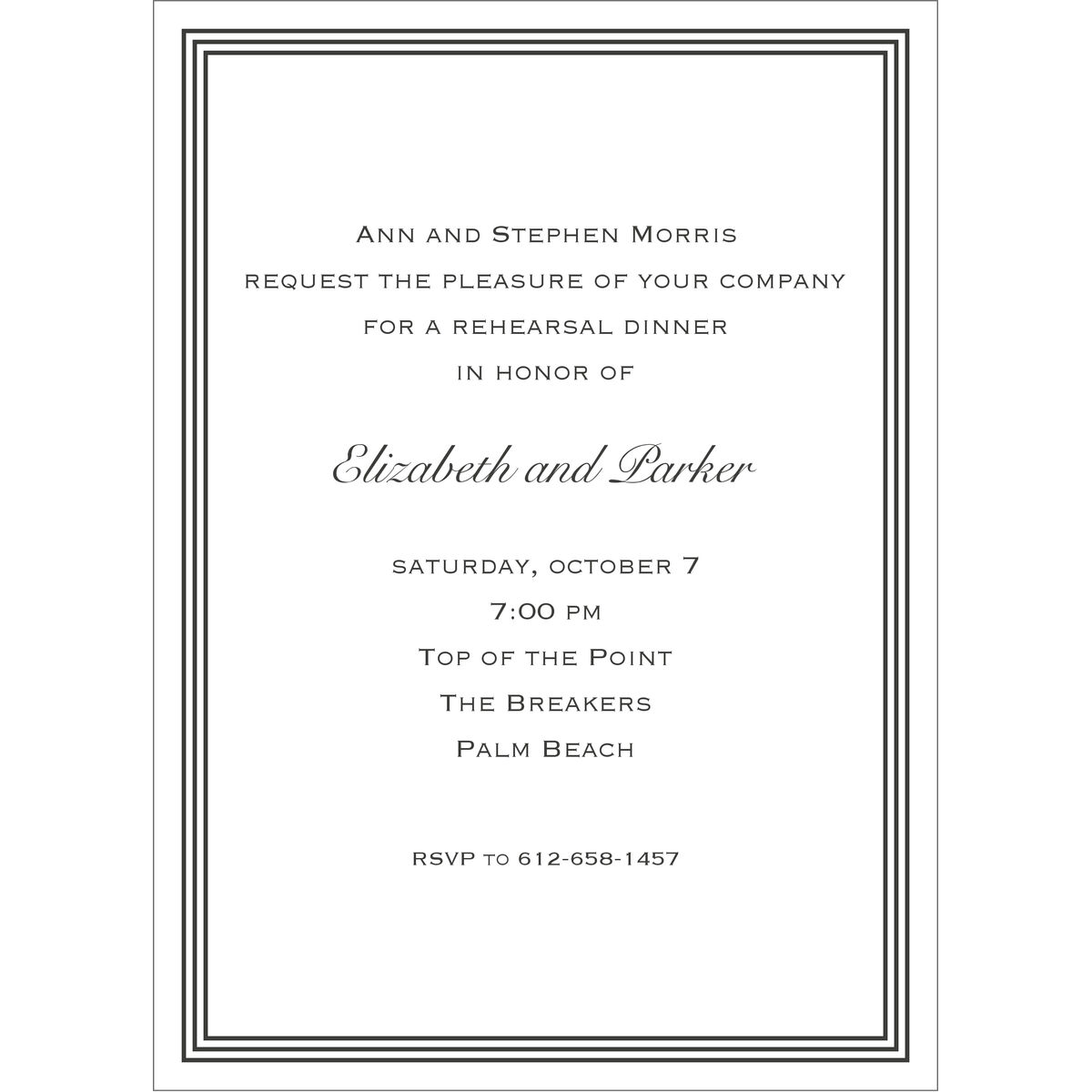 Custom Grand Border Letterpress Invitations