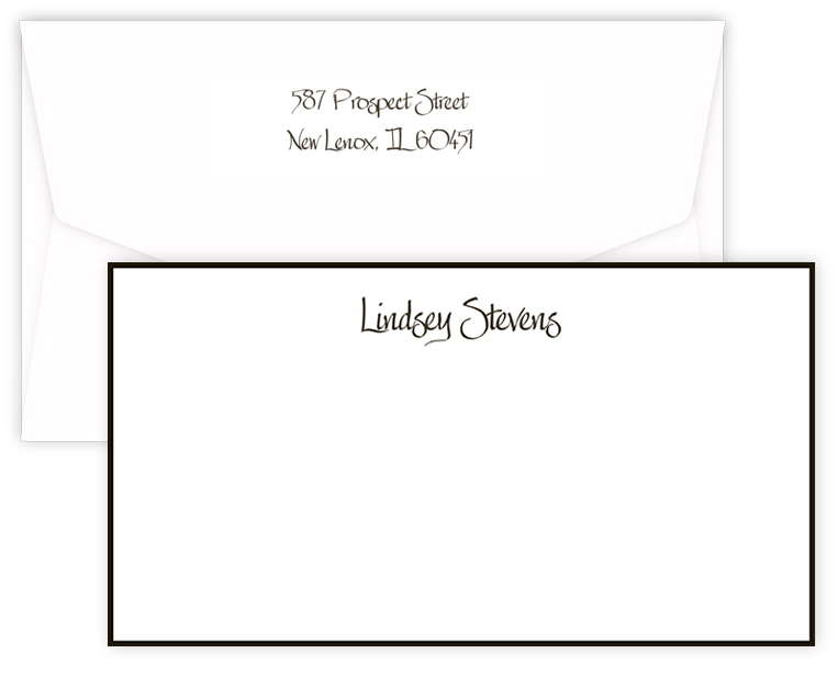 Personalized Triple Thick Classic Border Wide Flat Note Cards - Raised Ink