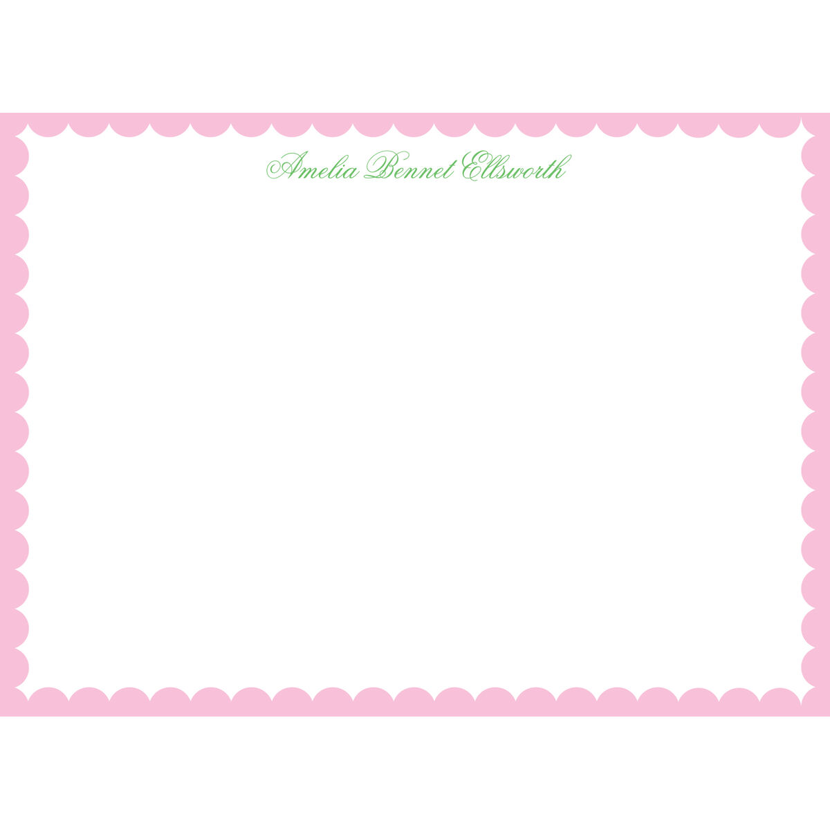 Personalized Pink Scallop Flat Note Cards