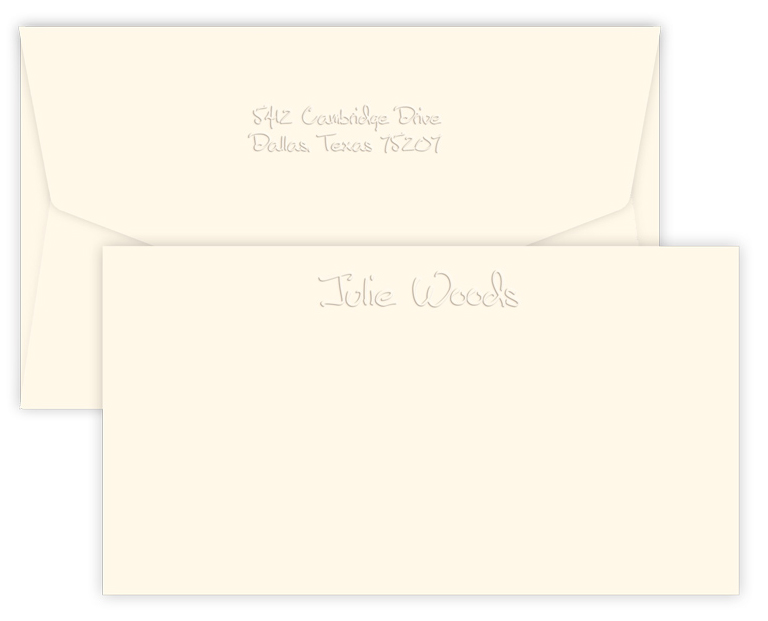 Personalized Triple Thick Paper Sculpture Wide Flat Note Cards - Embossed