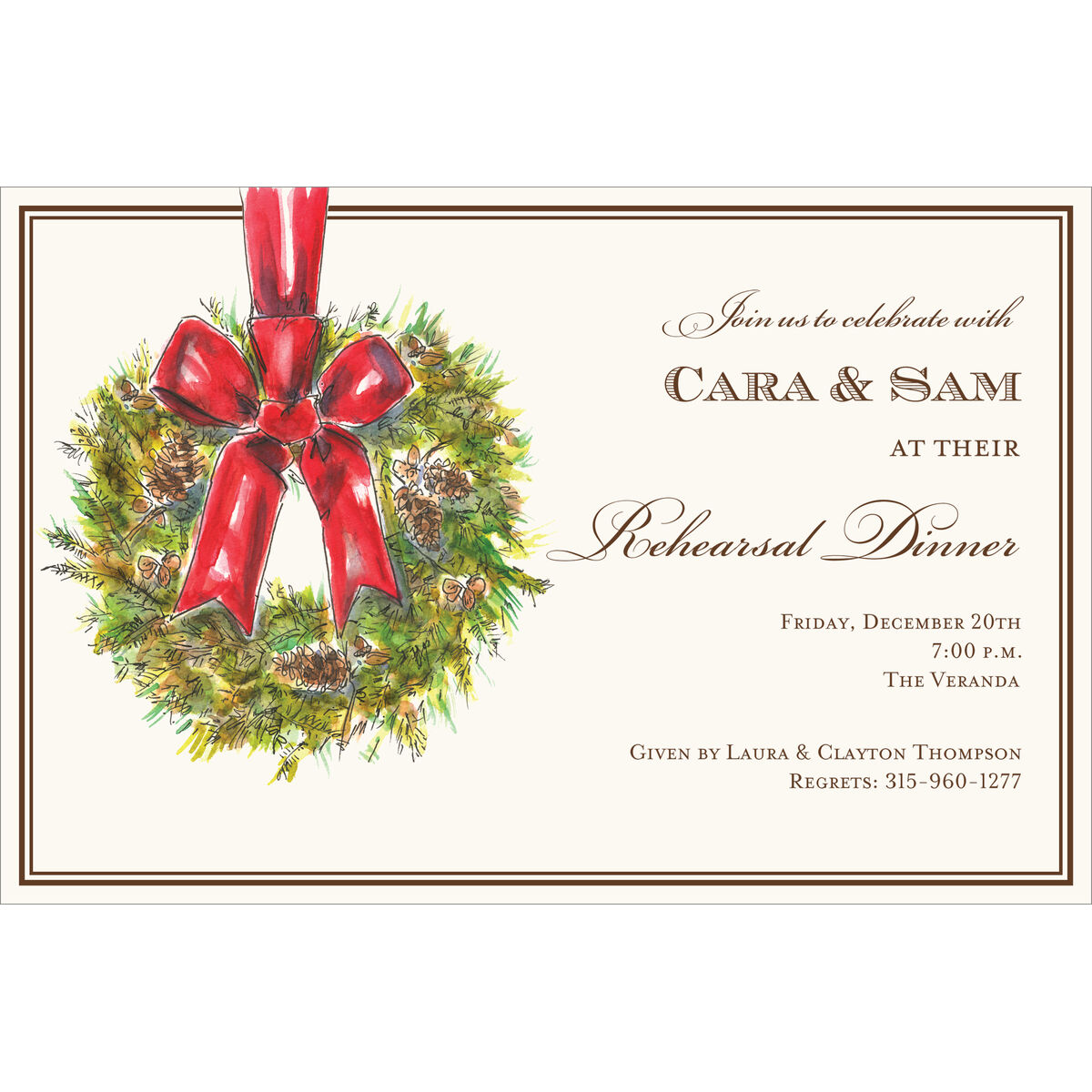 Custom Yuletide Wreath Invitations