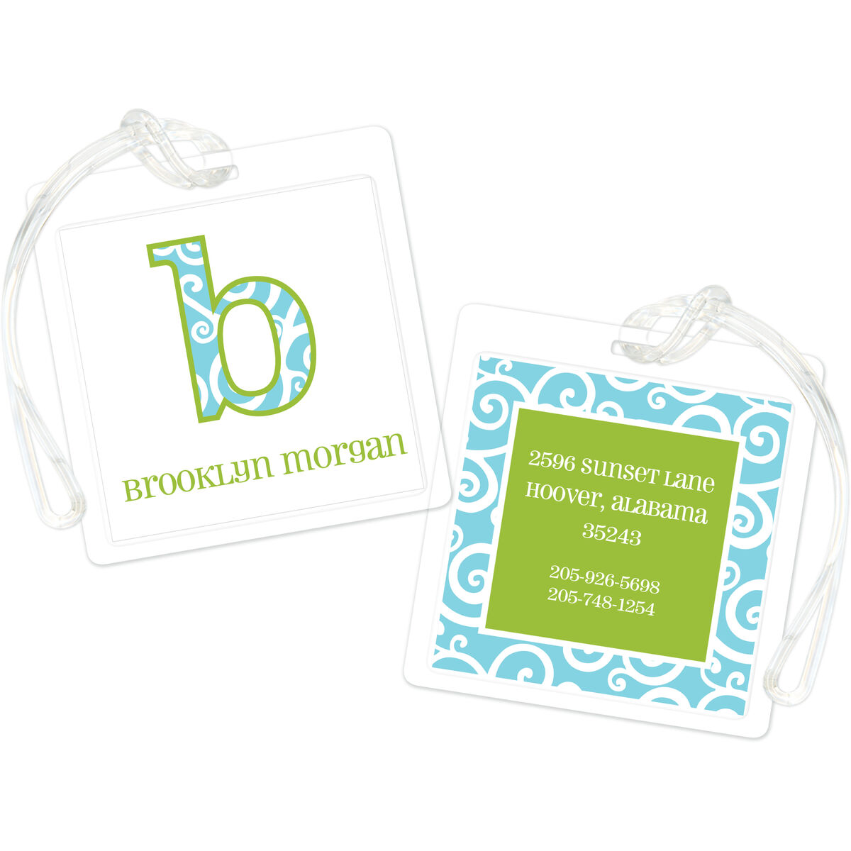 Custom Blue Swirls Luggage Tags