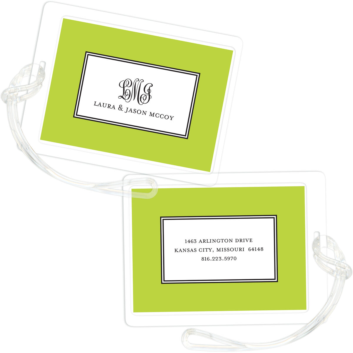 Custom Elegance Chartreuse Luggage Tags