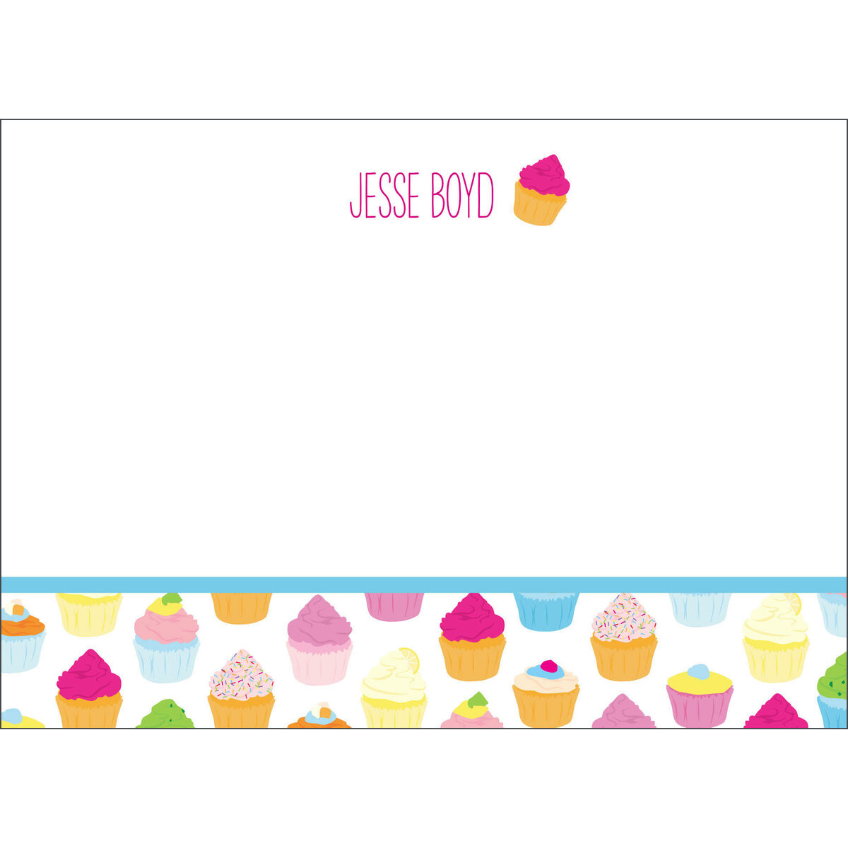 Personalized Cupcakes Flat Note Cards