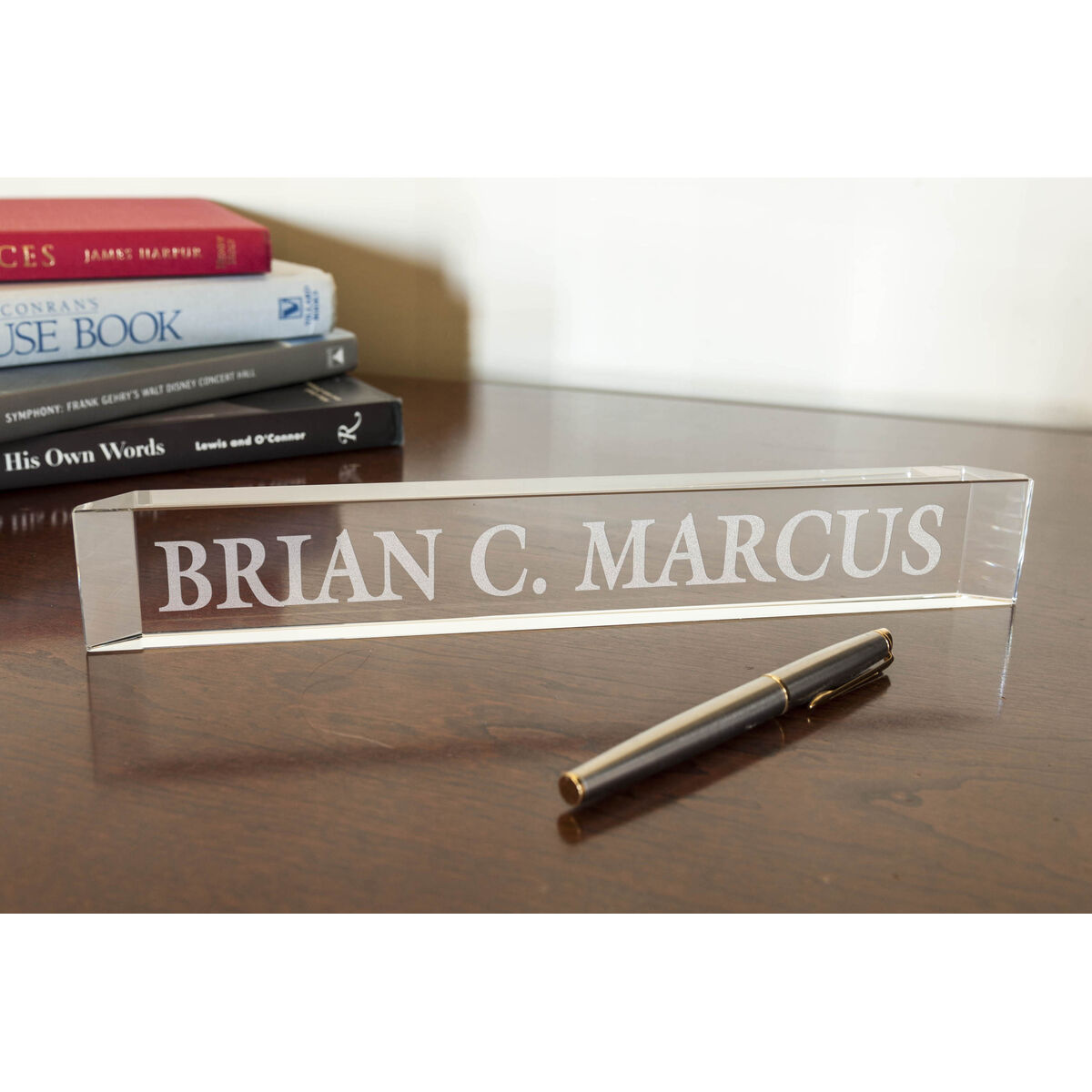 Custom Deep Etched Personalized Crystal Director's Nameplate