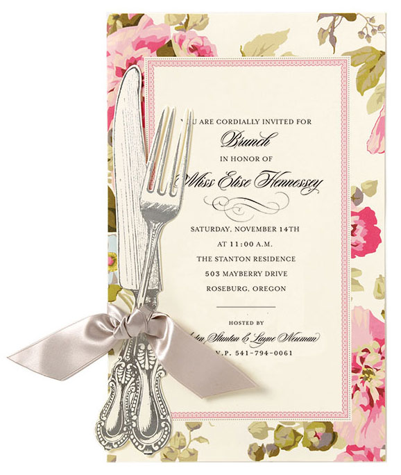 Custom Knife and Fork Die-cut Invitations