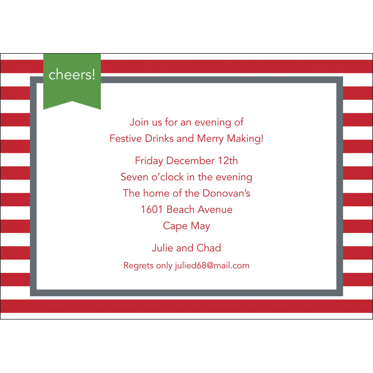 Custom Red Stripes Invitations