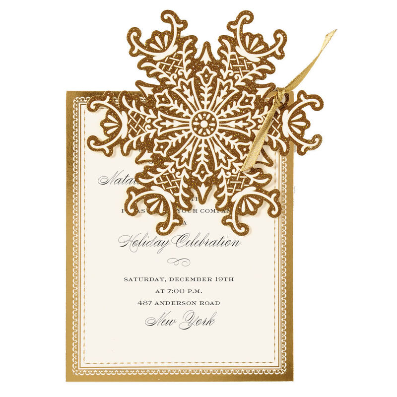 Custom Golden Snowflake Die-cut Invitations