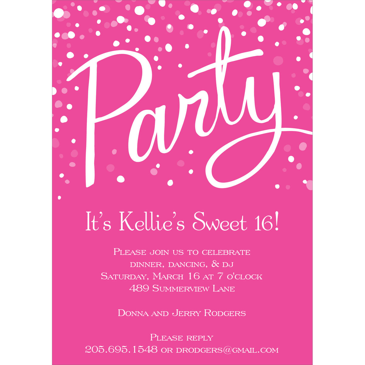 Custom Hot Pink Party Invitations