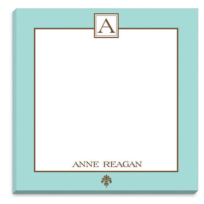 Personalized Aqua Border with Scroll Design Notepad