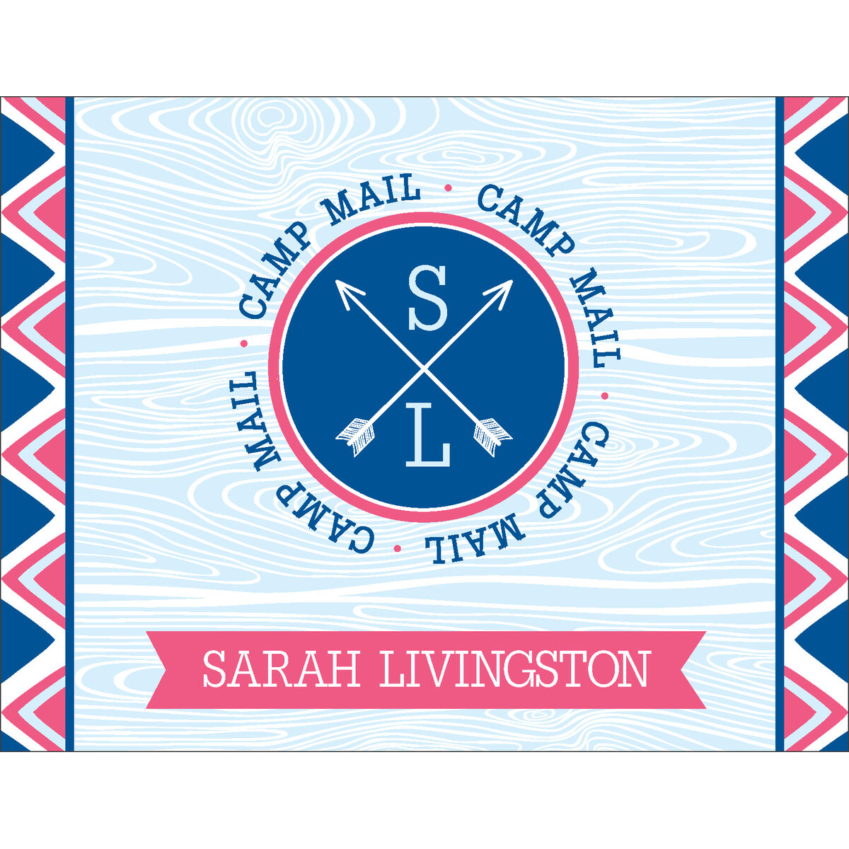 Custom Blue Arrow Camp Mail Folded Note Cards