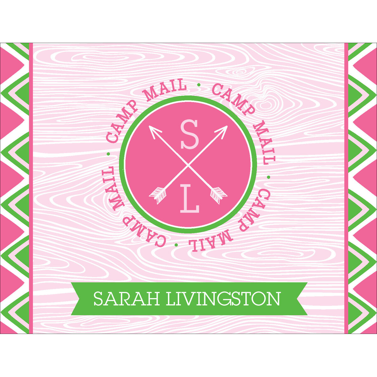 Custom Pink Arrow Camp Mail Folded Note Cards