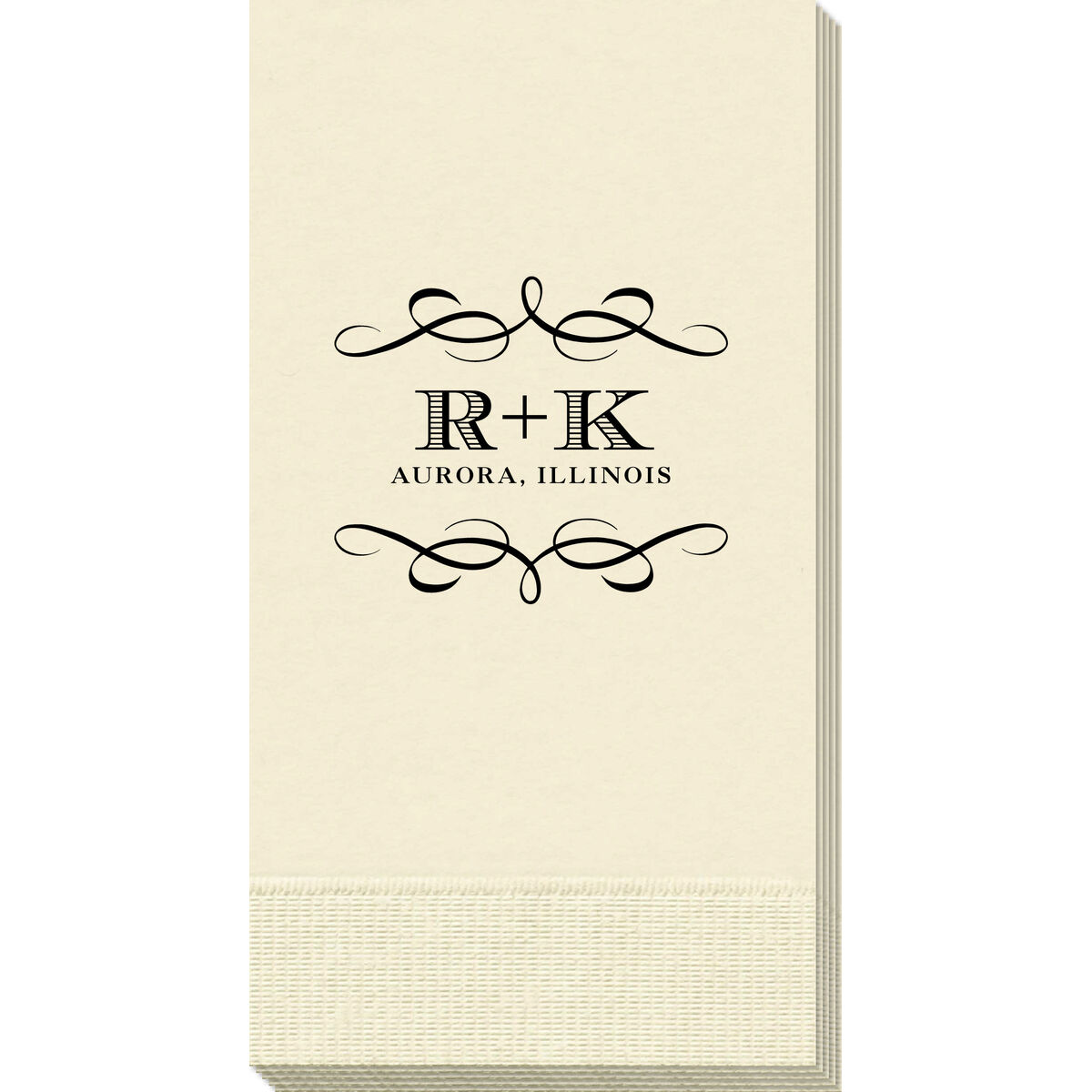 Personalized Courtyard Scroll with Initials Guest Towels