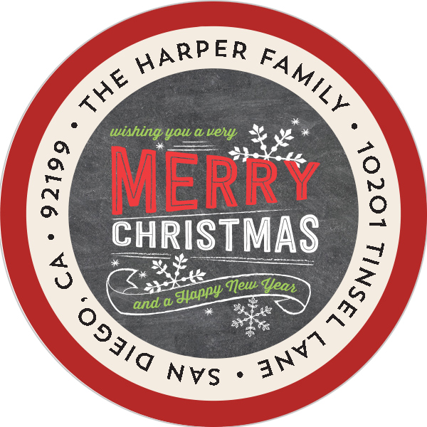Custom Christmas Snowflake Round Address Labels