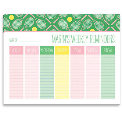 Personalized Tennis Weekly Schedule Pad