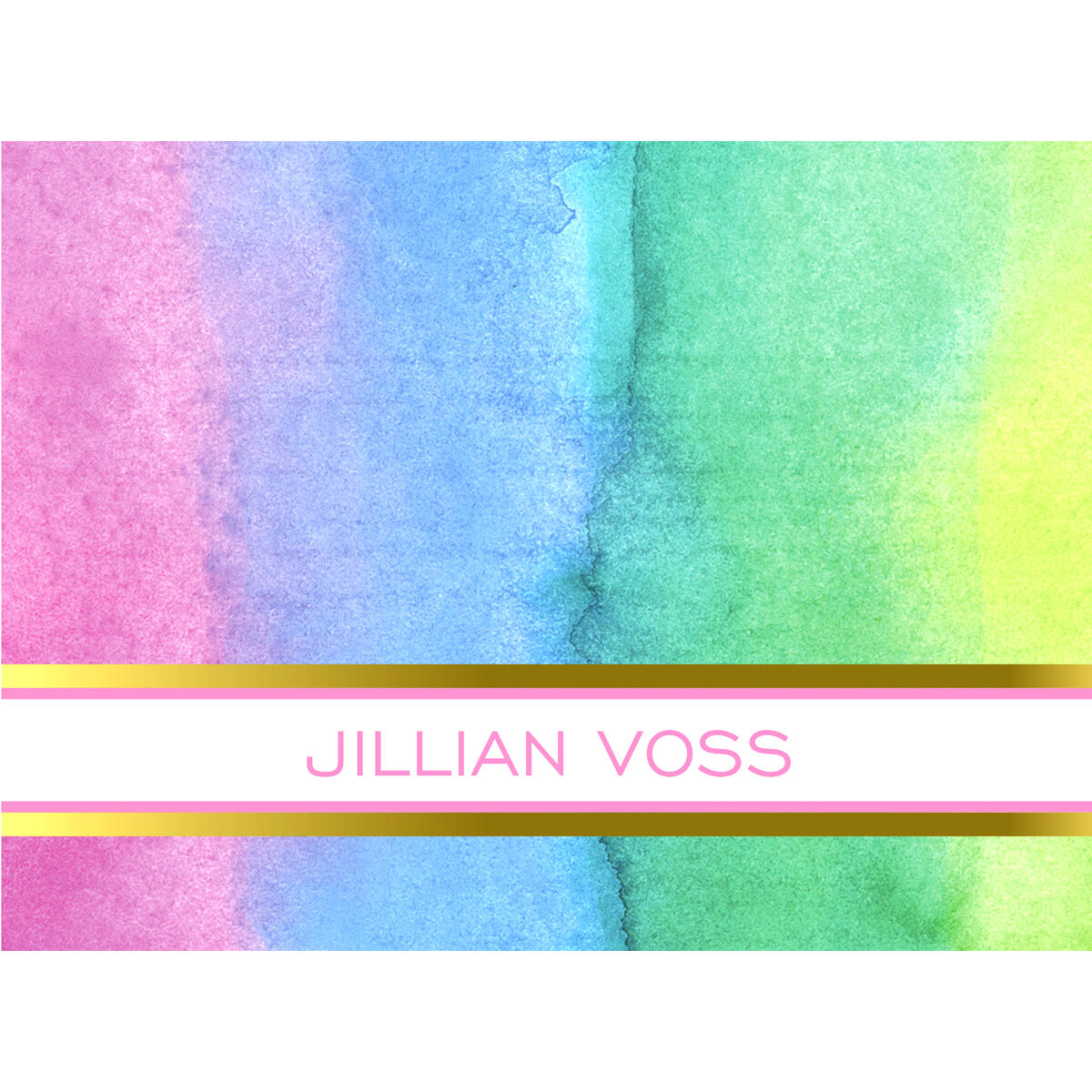 Personalized Pastel Watercolor Folded Note Cards