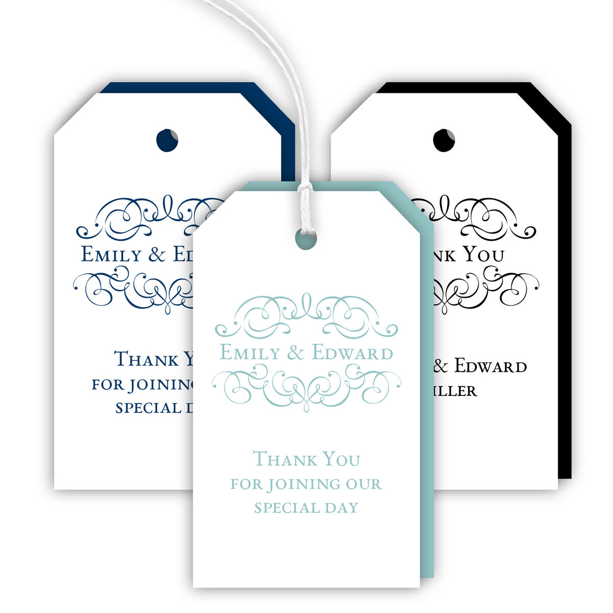 Custom Ornate Scroll Hanging Gift Tags