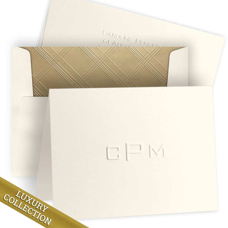 Personalized Luxury Monogram Note Card Collection - Embossed