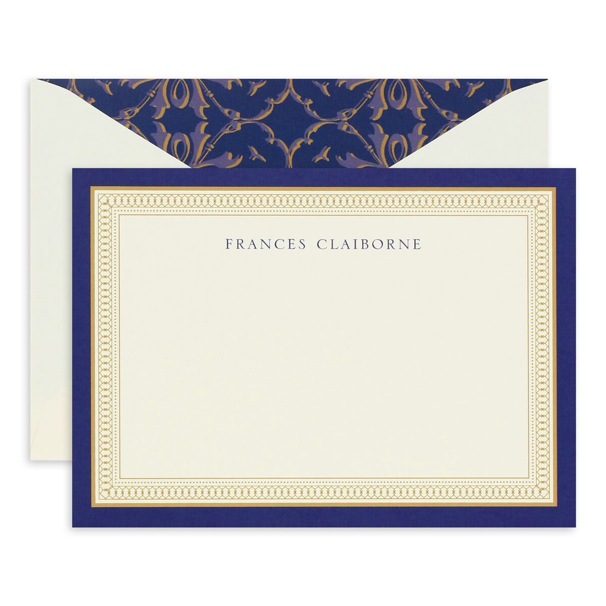 Personalized Navy and Gold Flat Note Cards by Anna Griffin